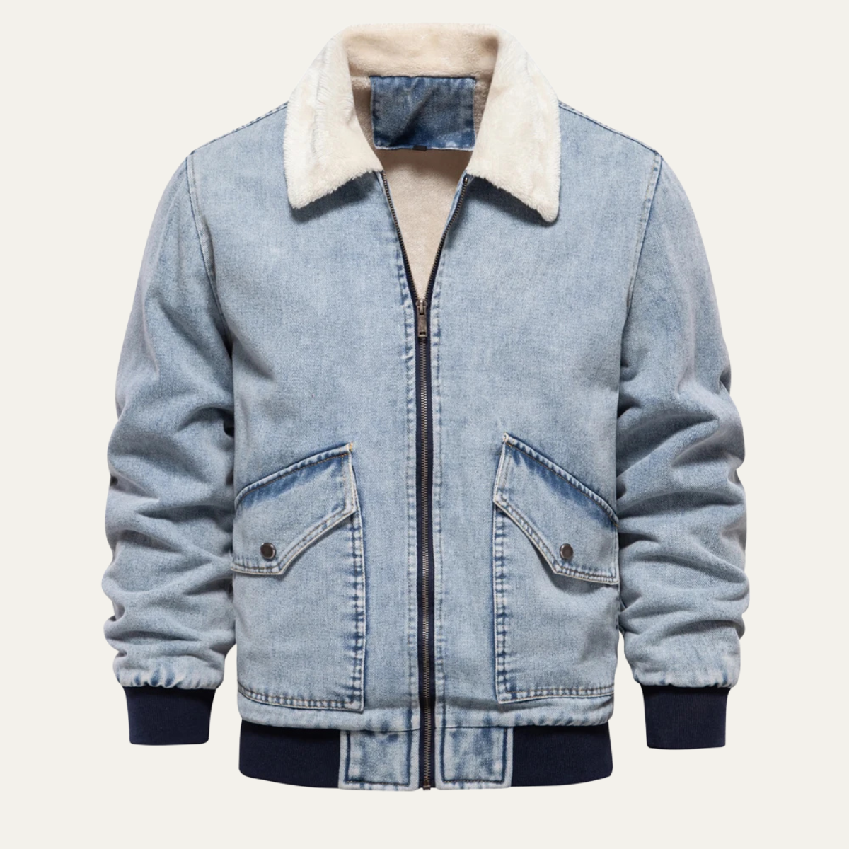 Men's Fleece Collar Jacket | Warm Denim – Natrosa